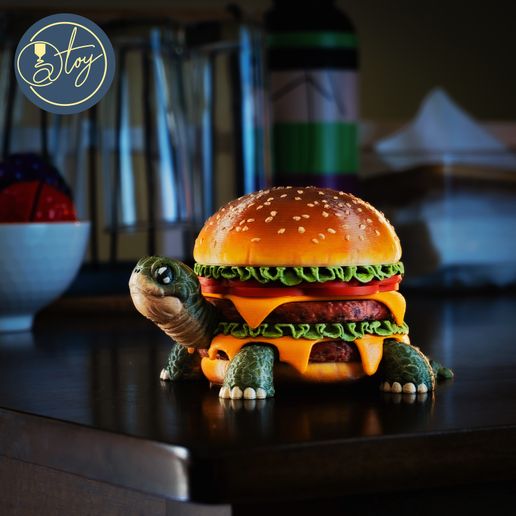 🐢 HAMTURTLE, CUTE ARTICULATED BURGER TURTLE, PRINT-IN-PLACE FLEXI・ 3D File for 3D printing・Cults