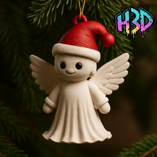 👼 Cute Angel Christmas Ornament 3D Print File | Santa Hat Angel ...
