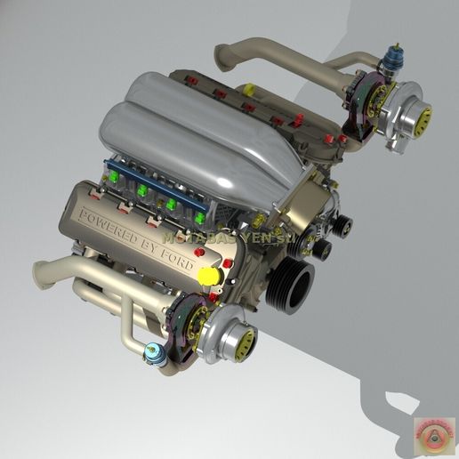 🚙 FORD COYOTE V8 Twin Turbo ENGINE・ STL File for 3D printing・Cults