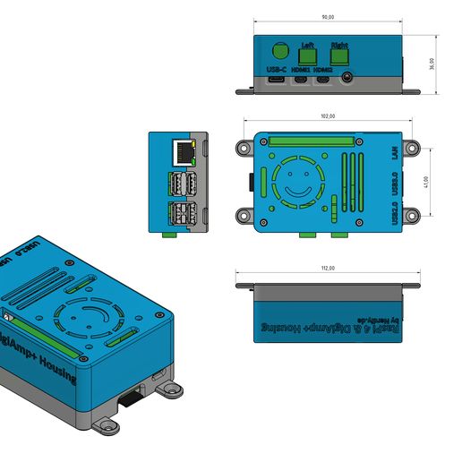 🎩 RaspberryPi 4 & DigiAmp+ HAT Housing・ 3D File for 3D printing・Cults