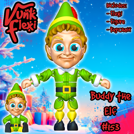 🧝 Will Ferrell Buddy the Elf MultiColor Flexi Print-In-Place + figure ...