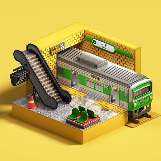 🚇 metro diorama, city train・ STL File for 3D printing・Cults