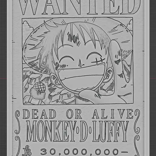 💬 luffy wanted poster - one piece・Free STL File for 3D printing・Cults