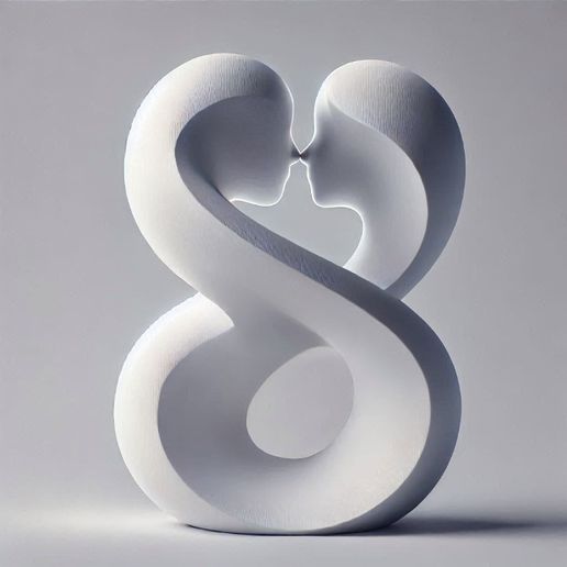 🗿 Intertwined Souls – Abstract Embrace Sculpture・ STL File for 3D printing・Cults