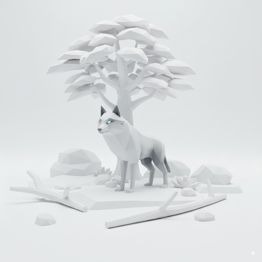🐺 Majestic Forest Alpha Wolf Scene 3D Print - Wilderness Spirit Diorama ...