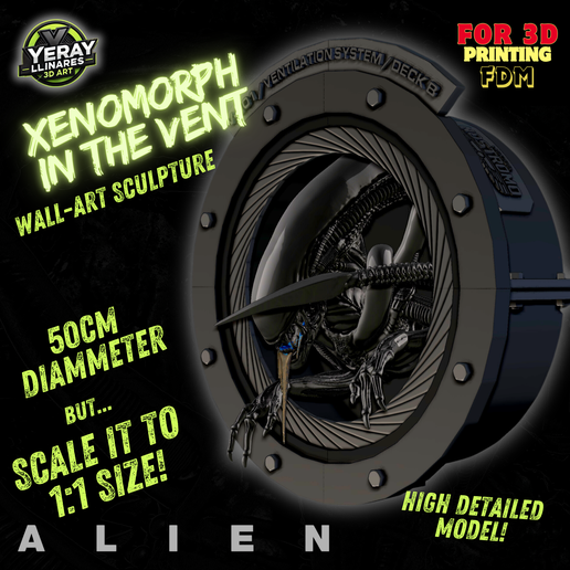 🎨 Xenomorph Coming Out of the Ventilation Duct - Wall Art Inspired by ...