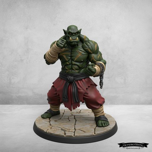 🎲 Temple-Broken Orc - Unchained Brawler・ STL File for 3D printing・Cults