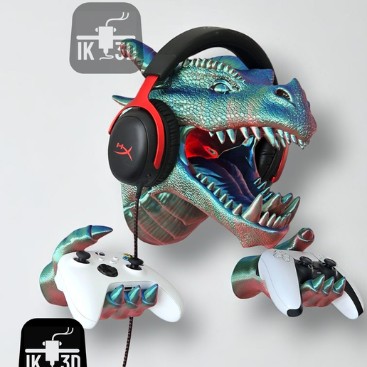 🐉 Dragon Head Wall Mounted Holder for Controllers and Headsets / Easy ...