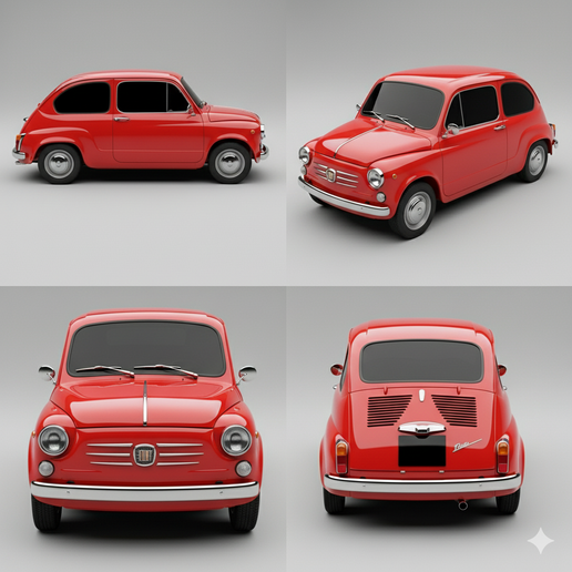👾 Fiat 600 Fitito・ STL File for 3D printing・Cults