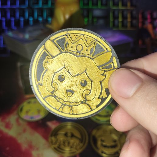 👸 Princess Peach Pikachu Mashup Pokémon TCG Coin・ 3MF File for 3D ...
