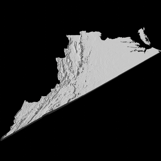 Archivo 3D USA State of Virginia Topographic Map - 3D Terrain Elevation ...