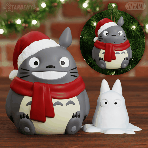 👹 Totoro Xmas Chibi Ornament Decor 3 models・ 3D File for 3D printing・Cults