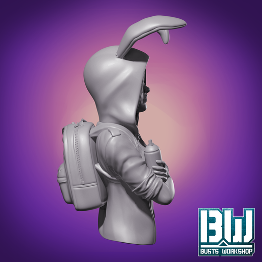 STL file Graffiti Bunny (55m Bust) 🧑‍🎨 ・3D print design to download・Cults