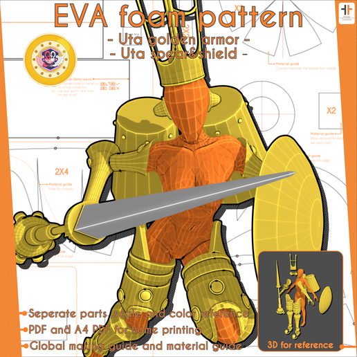 📽️ Uta golden armor from One piece film red | Cosplay PDF pattern ...