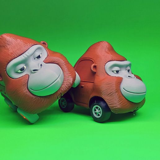 🦍 Gorilla Car – Cute Cartoon-Style Animal Car Toy (3D Print Model)・ STL ...