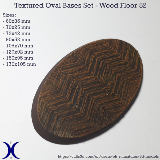 🎲 Oval bases set for tabletop, textured: Wood Floor 52・ STL File for 3D ...