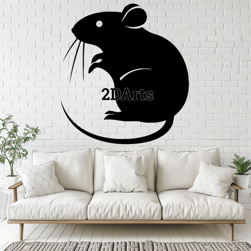 🐁 Mouse 2D Wall Art/Window Art - Digital STL & SVG File・ STL File for ...