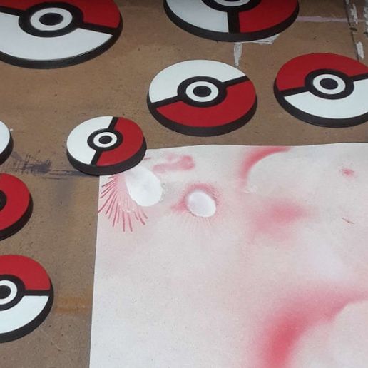 🐉 Pokemon / Pokeball Minitaure Base With Stencil・Free OBJ File for ・Cults
