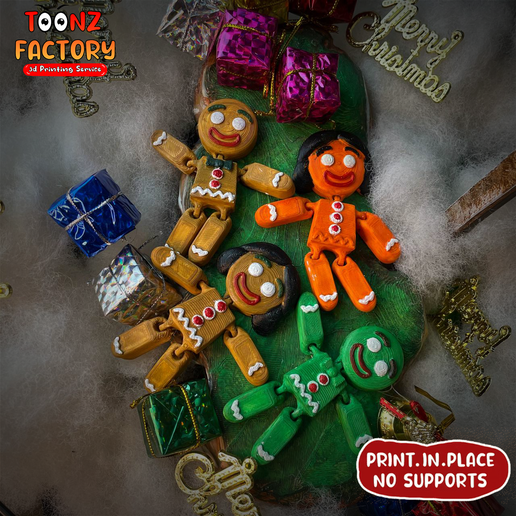 🎄 Flexi Cute Gingerbread Couples・Free STL File for ・Cults