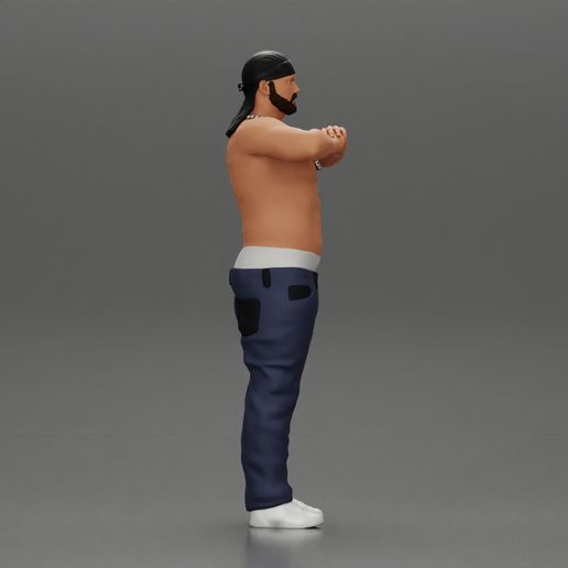 3D file gangster homie in a silver chain and durag standing 👨 ・3D print ...