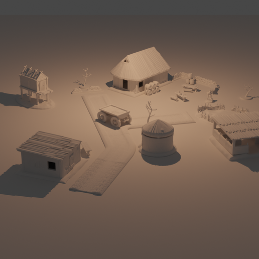 🚜 MEDIEVAL | VILLAGE MEDIEVAL (28mm|1:56)・Free STL File for ・Cults