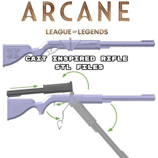 🔫 Caitlyn RIFLE stl files (ARCANE)・ 3D File for 3D printing・Cults