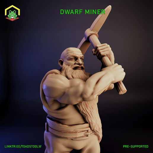 🎲 Dwarf Miner・Free STL File for 3D printing・Cults