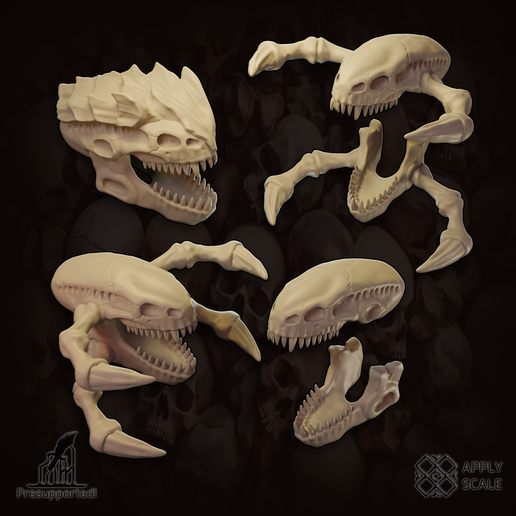 👽 Alien xeno dragons skulls and bones basing bits (creatures, monsters ...