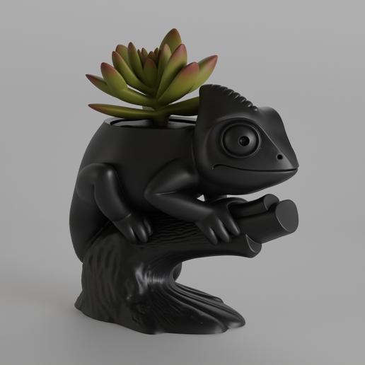 🪴 Chameleon Planter STL File Animal Pot 3D Model Cute Lizard Succulent ...