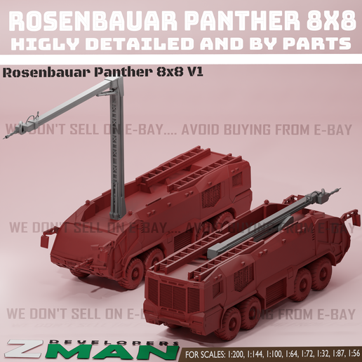 🔥 Rosenbauer Panther 8x8 HRET (V2) Fire Truck 2・ STL File for 3D ...