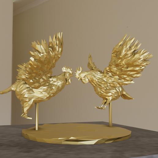STL file chickens fighting low poly stl 🐔 ・3D printable model to ...