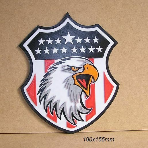STL file shield, America, bars, stars, eagle, eagle, bird, sign ...
