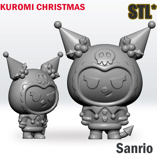 STL file Kuromi Sanrio Christmas STL 3D Model Character Fanart 🎄 (OBJ ...