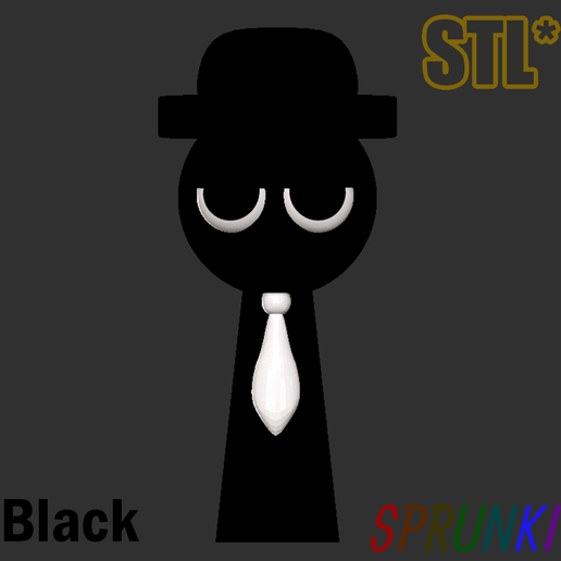 🧸 Sprunki Incredibox Preto Normal STL 3D Character Fanart・Arquivo STL ...
