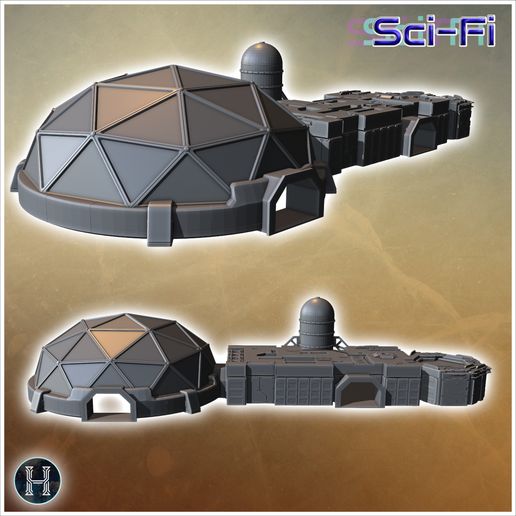🔮 Dome-shaped structure with adjacent facilities, designed for advanced ...