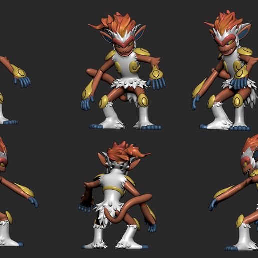 🐉 Pokemon - Infernape with 2 poses・ STL File for ・Cults