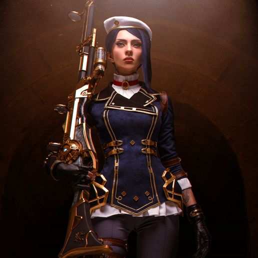 🎭 Caitlyn Rifle Arcane Season 2 (League of Legends) Enforcer Teaser 3d ...