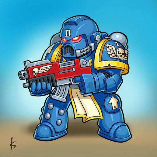 🛰 short chubby Space Marine・Free STL File for 3D printing・Cults