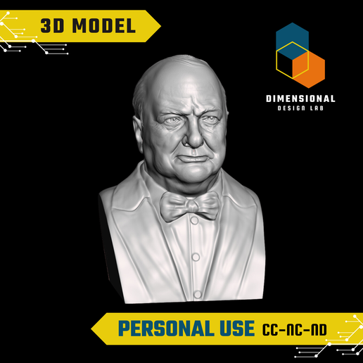 📁 3D Model of Winston Churchill - High-Quality STL File for 3D Printing ...