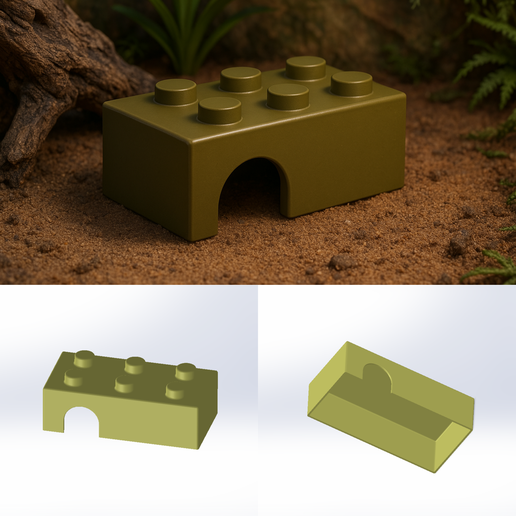 🧱 LEGO-Style Rectangular Brick Hideout・ STL File for 3D printing・Cults