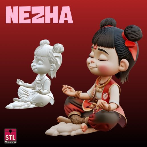 📁 STL File – Nezha Meditation Pose – Comic Style FanArt – 3D Printable ...