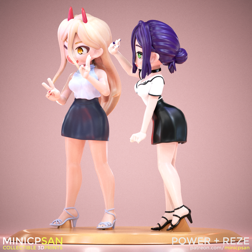 🪚 Power and Reze - Cute Weekend Outing - Chainsaw Man Anime Figure - 3D ...
