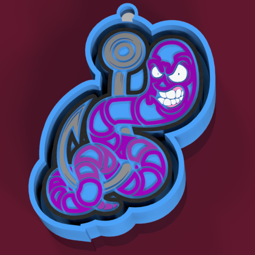 🪱 Grumpy Bait Mold | Angry Worm on Hook Design・ STL File for 3D ...