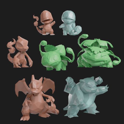 Archivo STL Pokemon Low Poly Collection - 7 Iconic Fan Art Models 🐉 ...