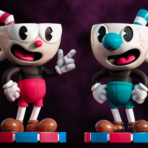 Файл STL Коллекционный фанарт Cuphead и Mugman 👾 ・Модель для загрузки и ...