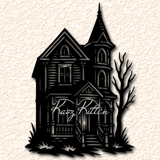 👻 spooky haunted house mansion wall art home decor・ STL File for 3D ...