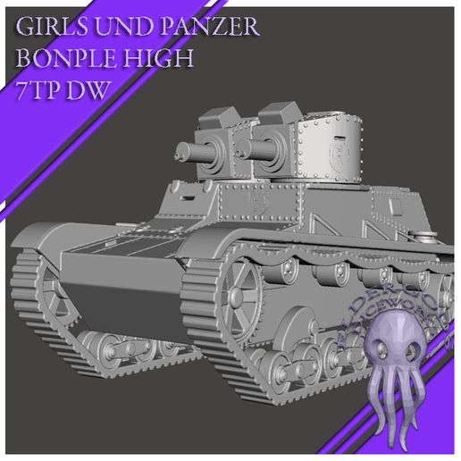 💅 Girls und Panzer Bonple (Polish) 7TP-DW・ STL File for 3D printing・Cults