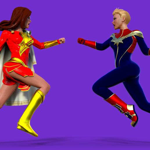 🦸 Shazam Mary Marvel VS Captain Marvel Stattuette・ STL File for 3D ...