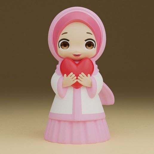 STL file Chibi Muslim girl 👧 ・3D printing template to download・Cults