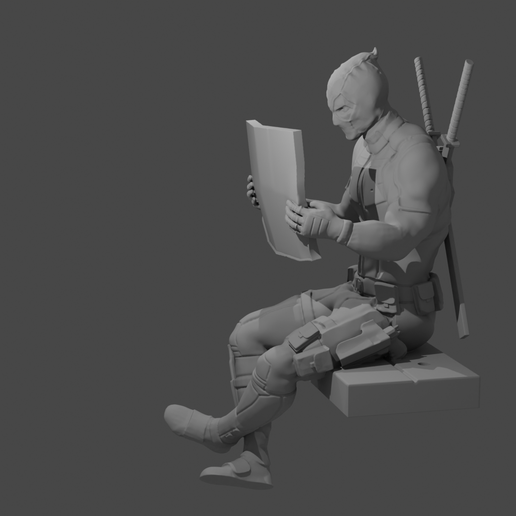 👾 Deadpool Sentado・Archivo STL para Impresión 3D・Cults